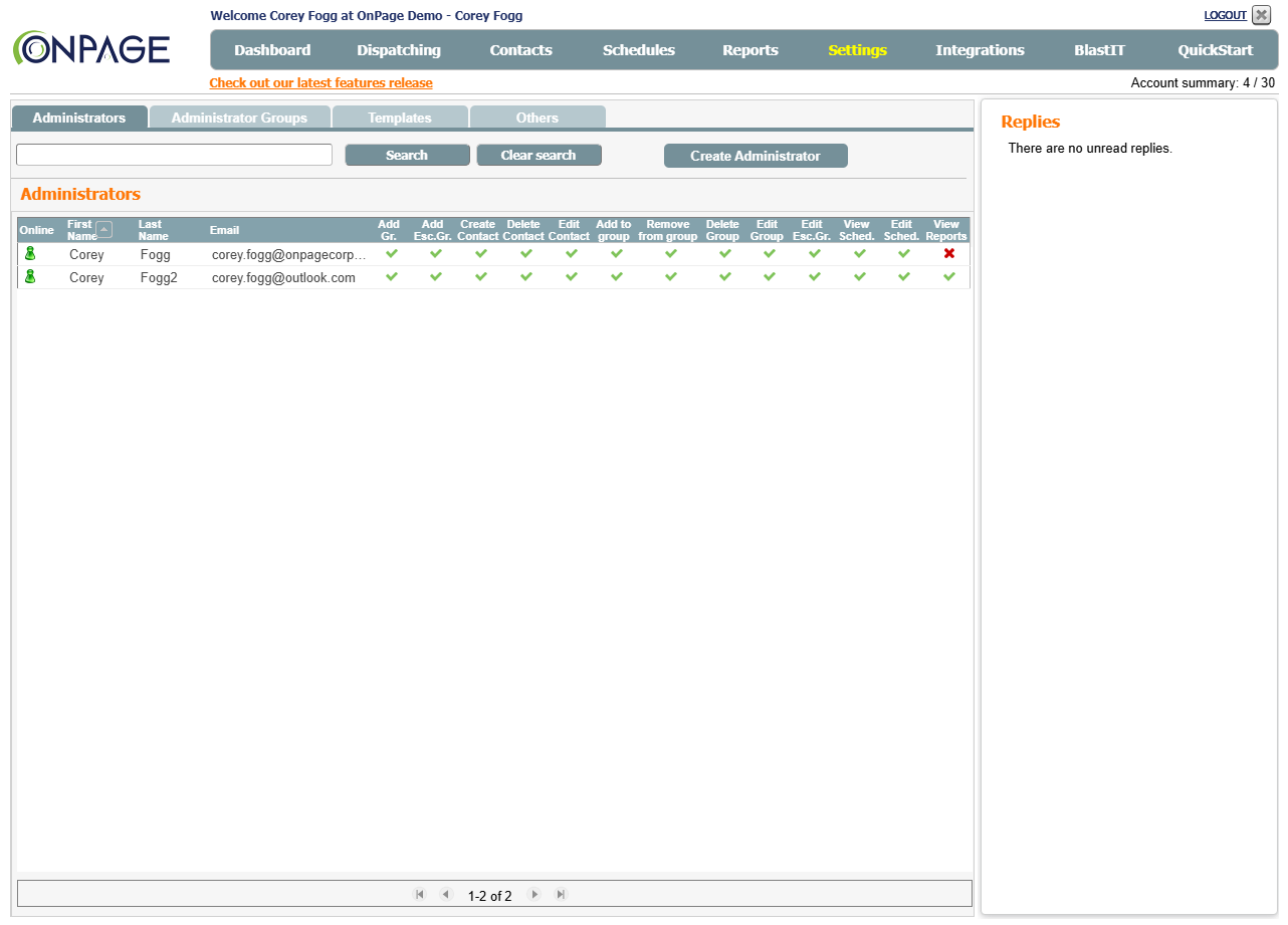 Administration – OnPage Documentation